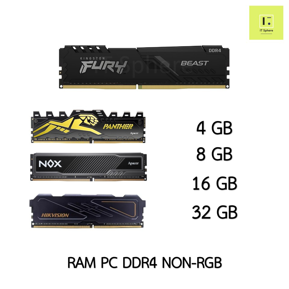 RAM DDR4 NON-RGB 4GB 8GB 16GB 32GB BUS 2666 3200 3600(KINGSTON FURY ...