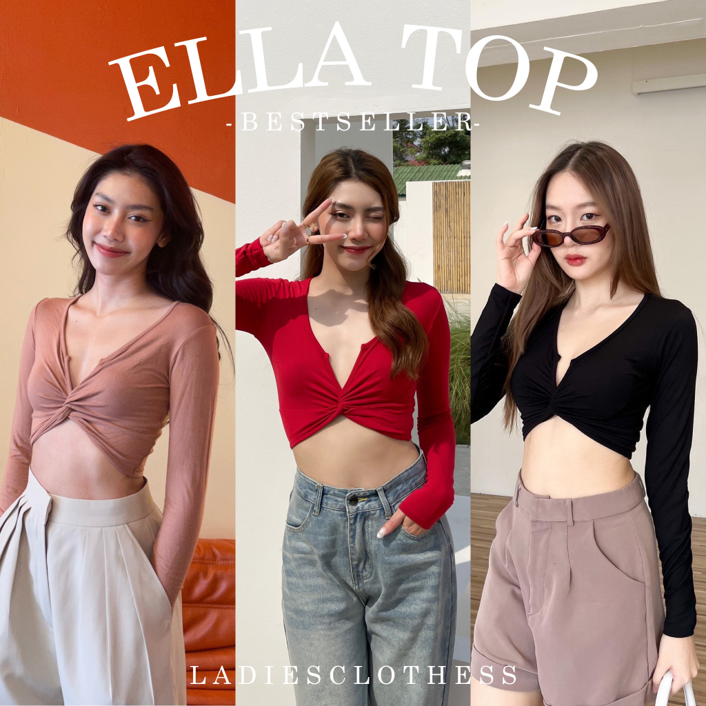 LADIESCLOTHESS LC166 ELLA TOP เสื้อครอปเอวลอย ทรงทวิสหน้า - ladiesclothess - ThaiPick
