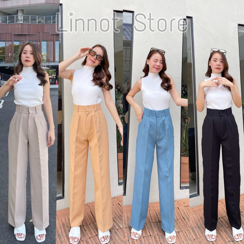 Basic Pant กางเกงขายาวทรงกระบอก พร้อมส่ง XS-XL - lwnn_store - ThaiPick