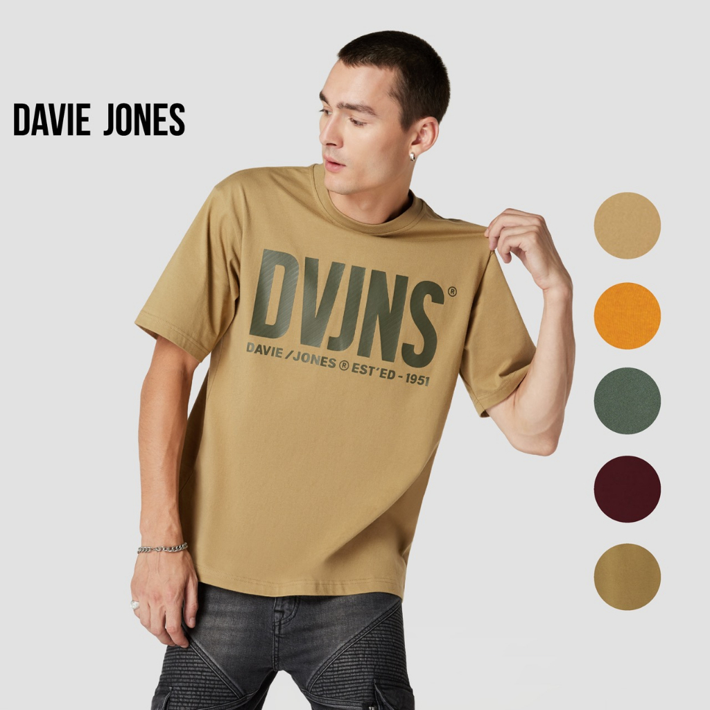 DAVIE JONES เสื้อยืดโอเวอร์ไซส์ พิมพ์ลายโลโก้ สีเขียว สีกรม สีเขียวอ่อน ...