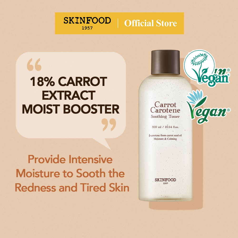 SKINFOOD 100 Vegan Carrot Carotene Soothing Toner 300ml Instantly ...