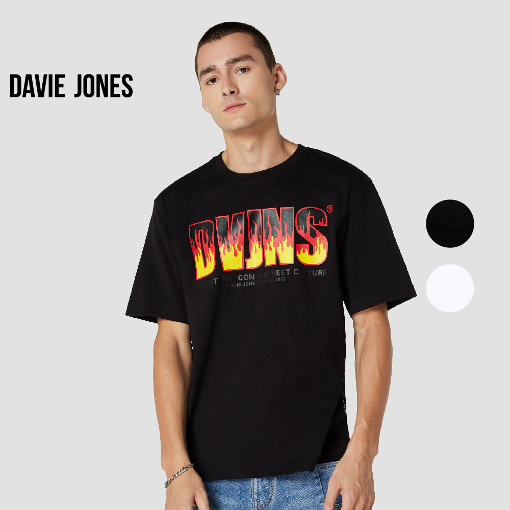DAVIE JONES เสื้อยืดโอเวอร์ไซส์ พิมพ์ลายโลโก้ สีเขียว สีกรม สีเขียวอ่อน ...