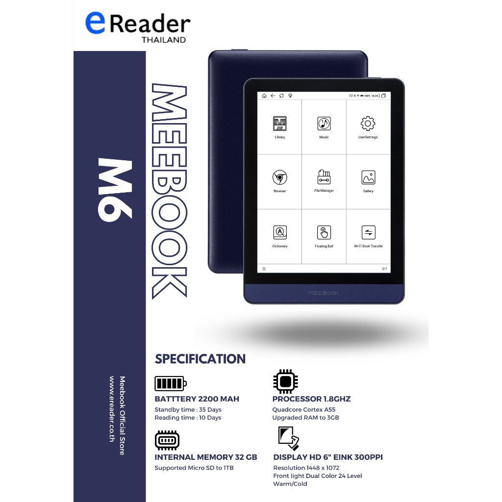 Meebook M6 eBook Reader - New 6" Eink (Android 11 / Micro SD Slot 1TB ...