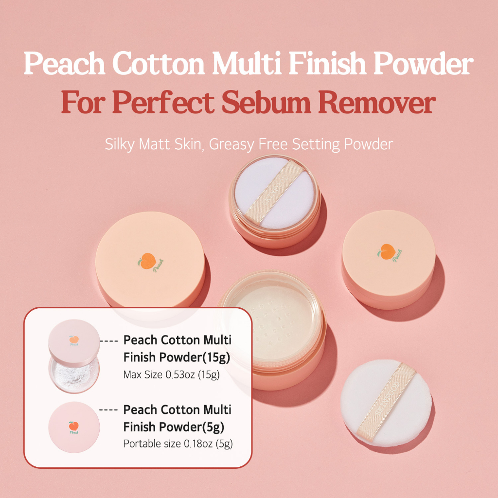 SKINFOOD Peach Cotton Multi Finish Powder 5g 15g Peach Extract Calamine ...