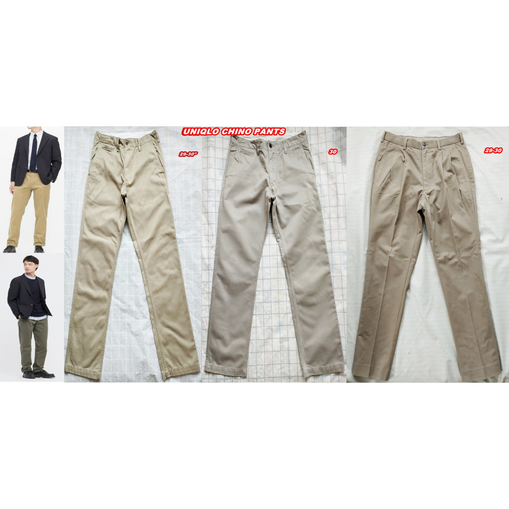 Uniqlo Chino Pantsกางเกงยูนิโคลผ้าชิโน กางเกงทำงานผู้ชาย-ไซส์ 29-30-31 ...