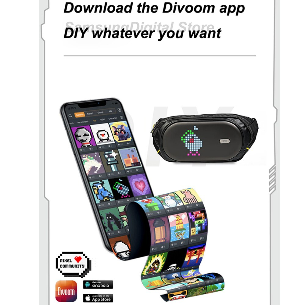 พร้อมส่ง จาก กทม กระเป๋า Divoom รุ่น Pixoo Sling Bag C พร้อมจอ Pixel ด้านหน้ากระเป๋า สร้างรูปได้ ...