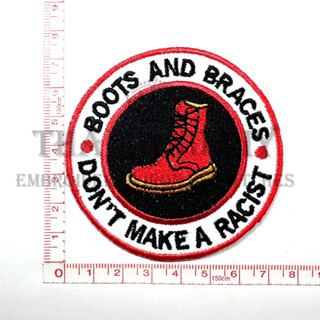 ตัวรีดติดเสื้อ งานปัก สัญลักษณ์ ต่อต้านการเหยียดผิว Boots & Braces anti ...