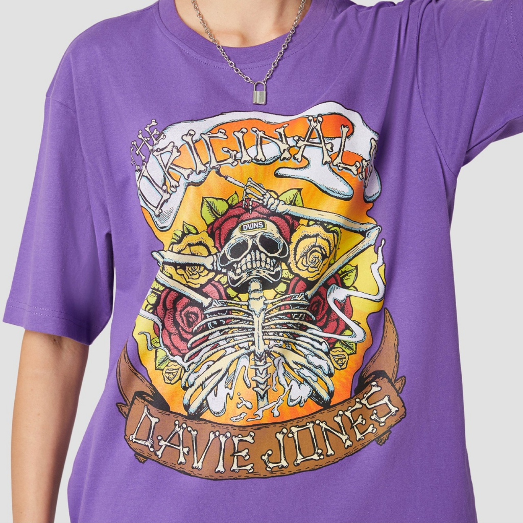 DAVIE JONES เสื้อยืดโอเวอร์ไซซ์ พิมพ์ลาย สีม่วง Graphic Print Oversized ...