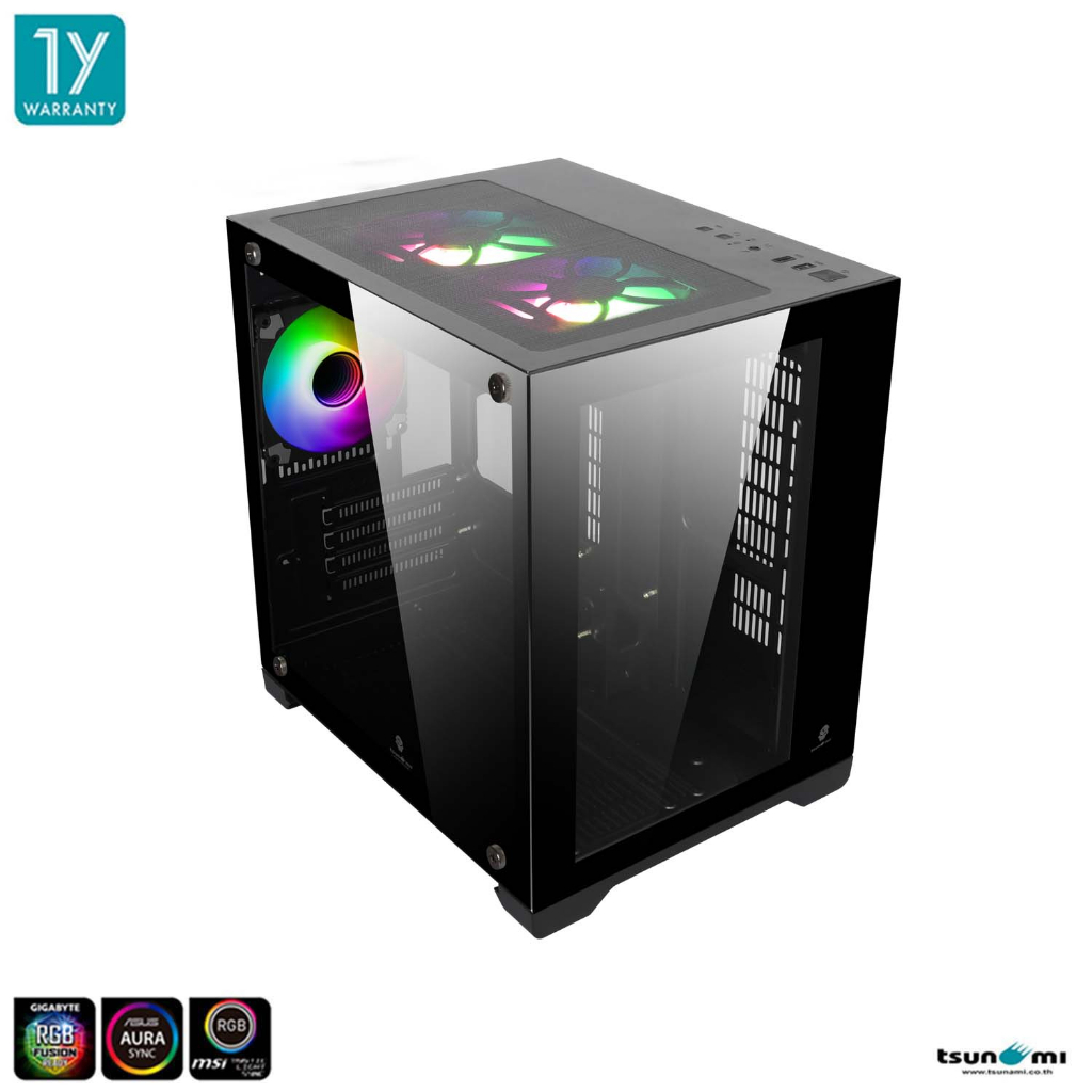 เคสคอมพิวเตอร์ Tsunami Coolman Mini Vision ARGB Panorama Tempered Glass ...