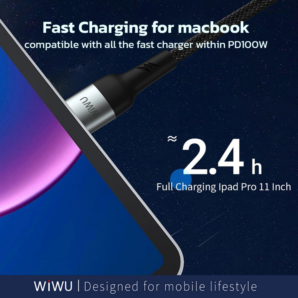 WiWU Cyclone PD 100W fast charge Cable สายชาร์จเร็ว PD (Power Delivery ...