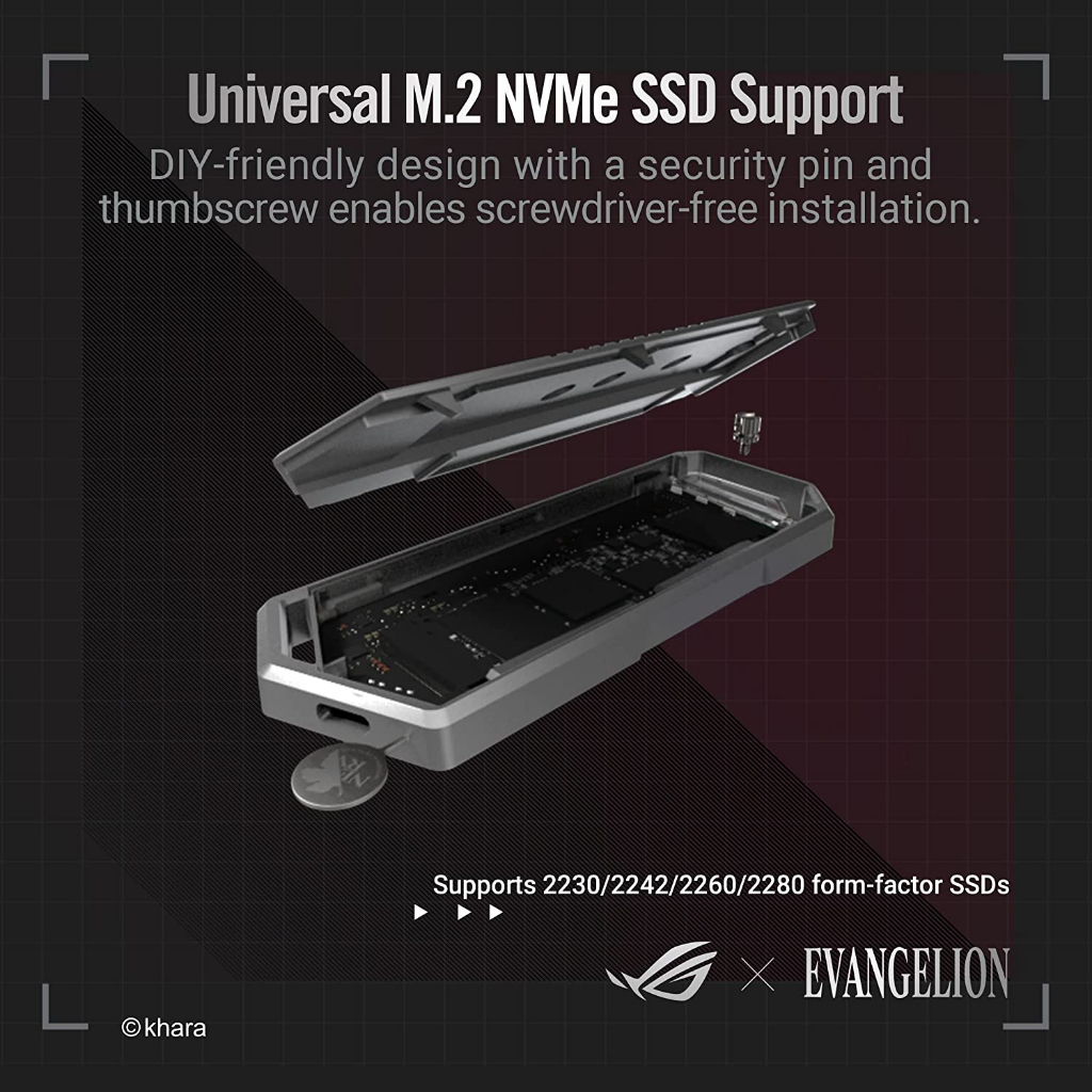 Asus ROG Strix Arion EVA Edition (ESD-S1C) Portable M.2 NVMe SSD Enclosure USB3.2 GEN2 Type-C ...