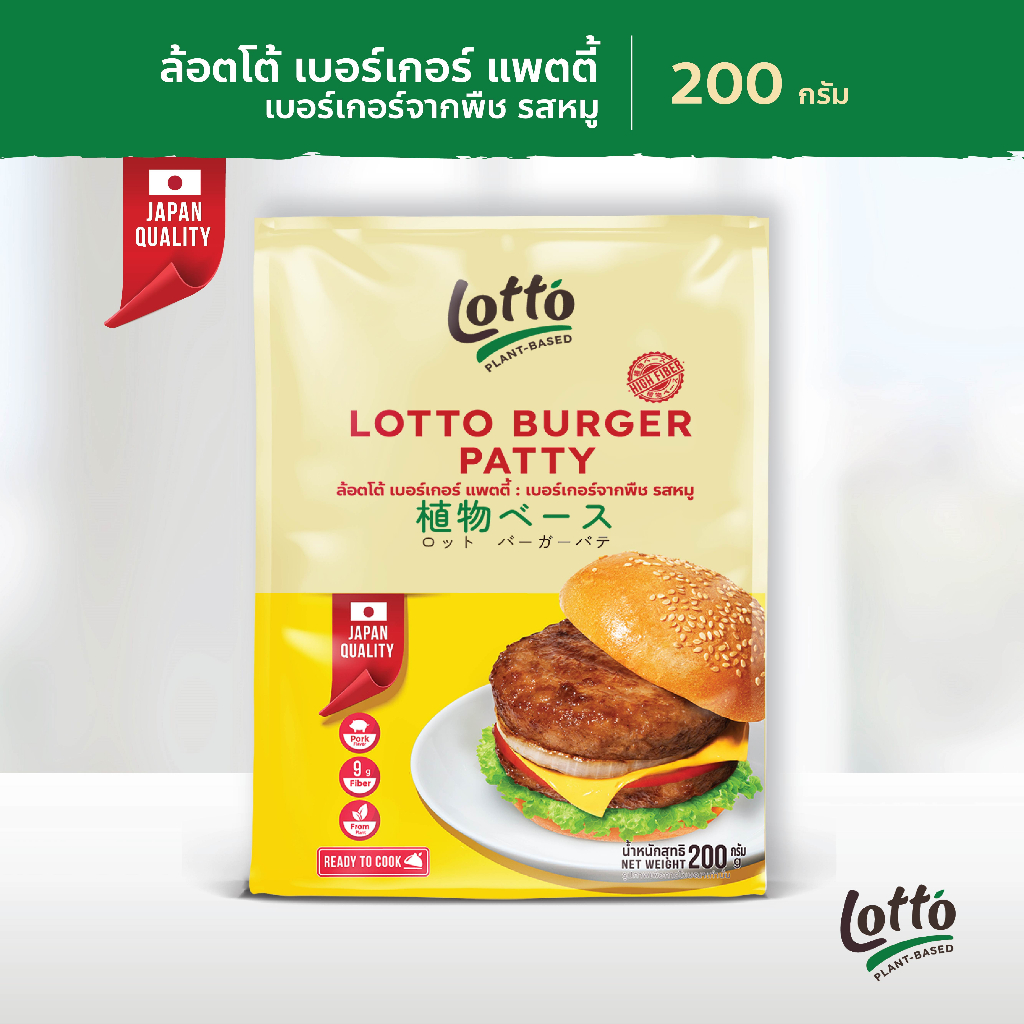 (ยกกล่อง) Lotto plant-based Burger Patty เบอร์เกอร์จากพืช 1 กล่อง ...
