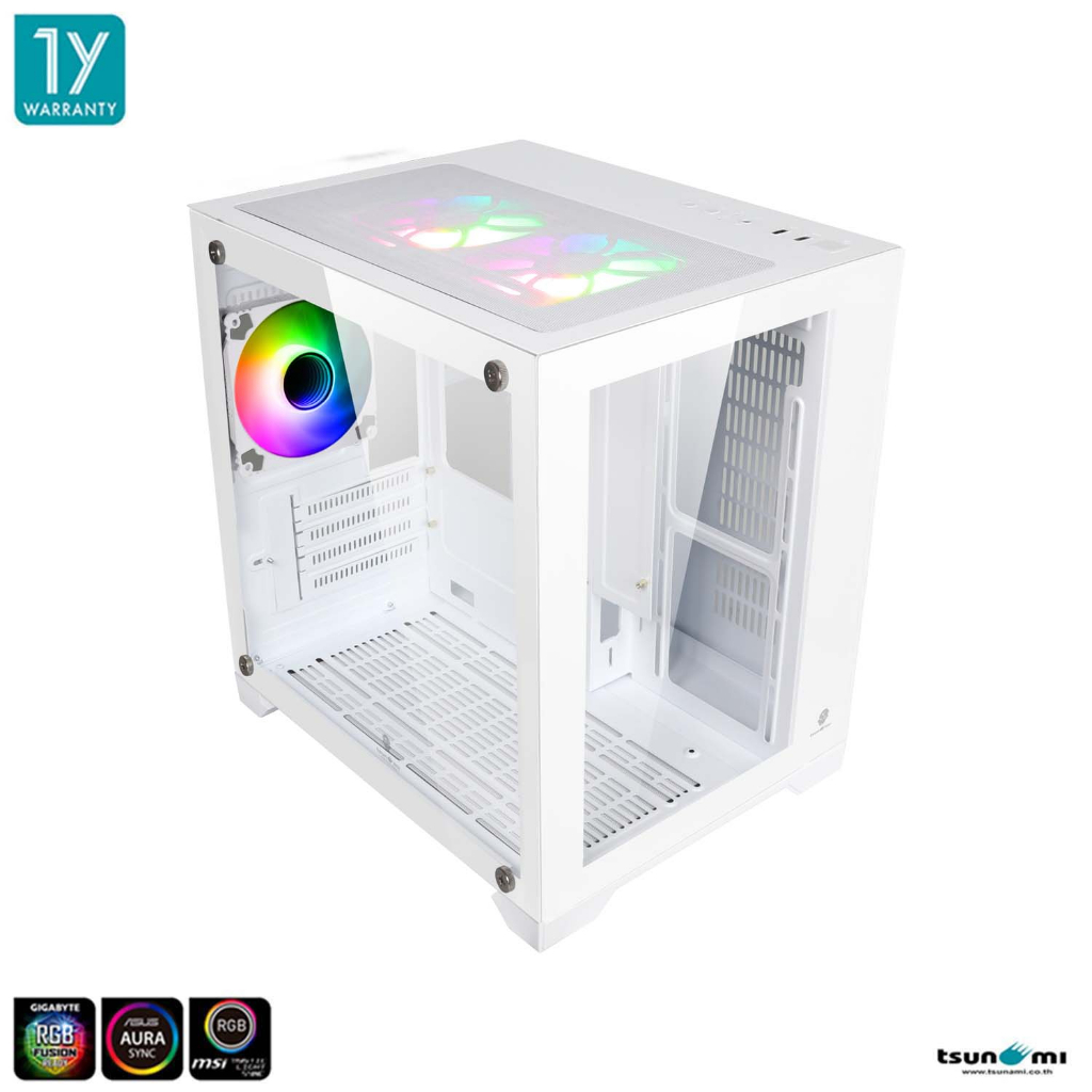 เคสคอมพิวเตอร์ Tsunami Coolman Mini Vision ARGB Panorama Tempered Glass ...