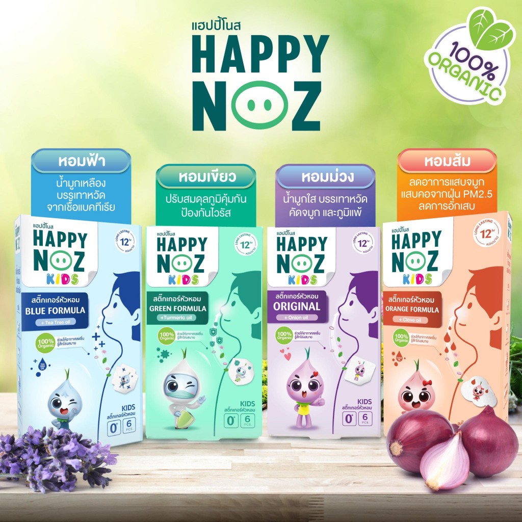 Happy Noz สติ๊กเกอร์หัวหอม รุ่น กล่องฟ้า ใหม่ล่าสุด แพคสุดคุ้ม 10 กล่อง - babypastelshop - ThaiPick