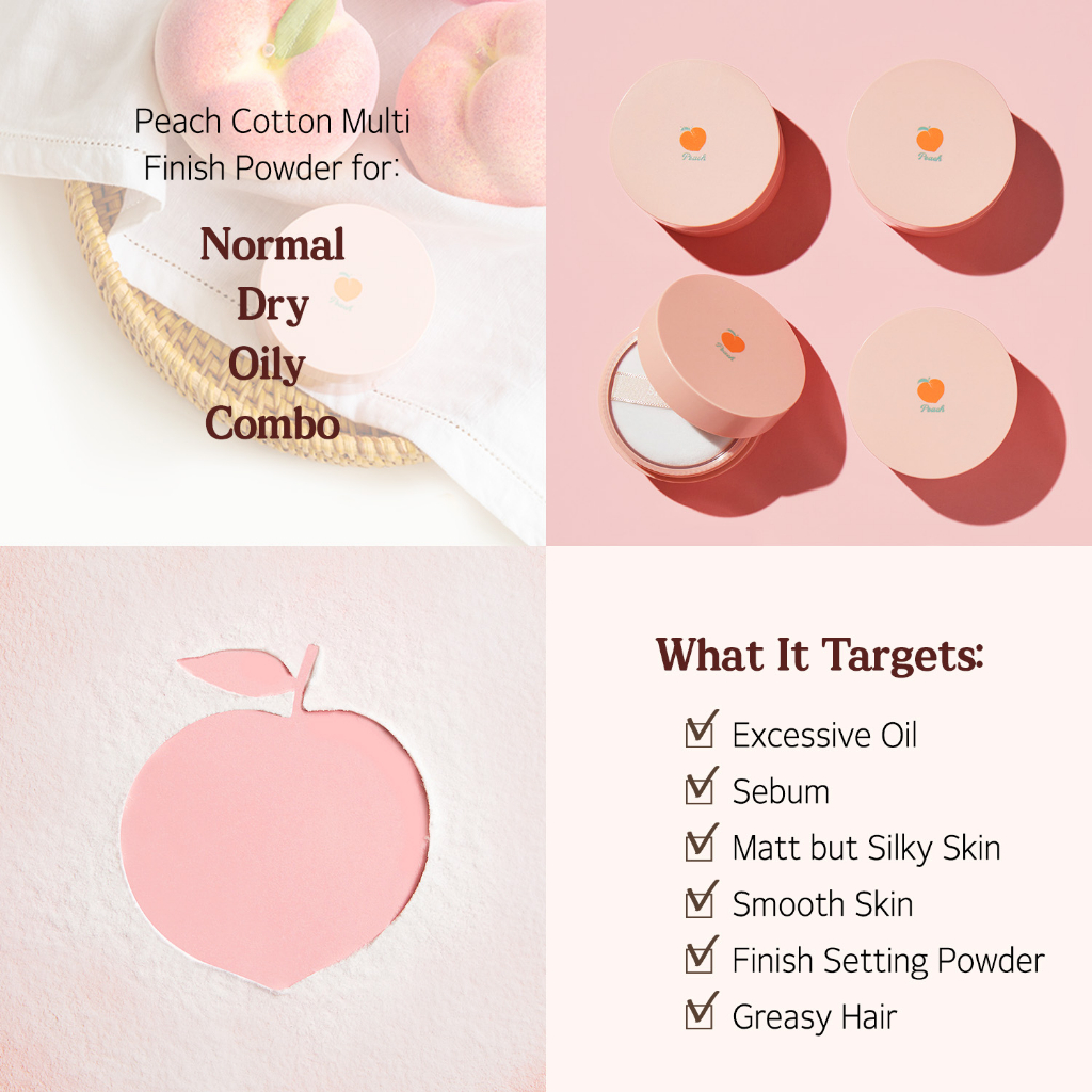 SKINFOOD Peach Cotton Multi Finish Powder 5g 15g Peach Extract Calamine ...