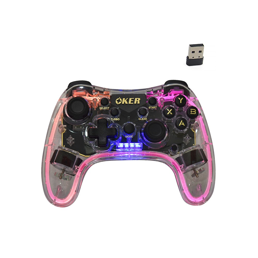 Oker จอยเกมส์คอมพิวเตอร์ไร้สาย พร้อมไฟ RGB รองรับPSIII รุ่น W-309 ...