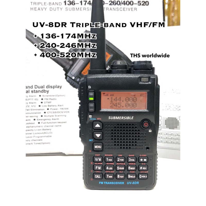 วิทยุสื่อสาร UV-8DR Triple-band 3 ย่าน 136-174MHz 240-246Hz 400-520MHz ...