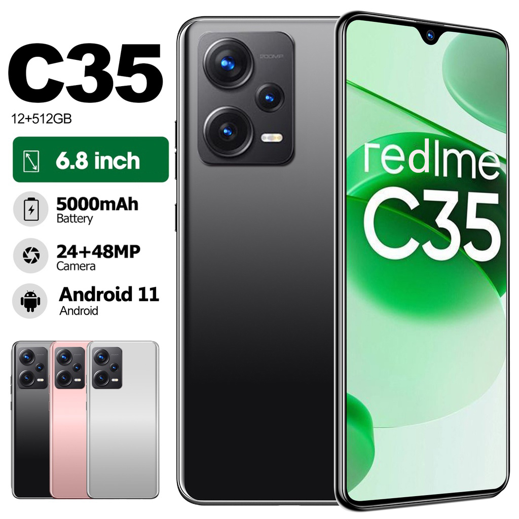 Redlme C35 โทรศัพท์มือถือเดิม 6.8 นิ้วเต็มหน้าจอโทรศัพท์มือถือขาย 12GB ...
