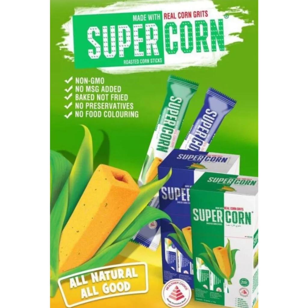 Super Corn Stick Corn made with REAL CORN GRITS ทำจากข้าวโพดแท้ 11กรัม ...