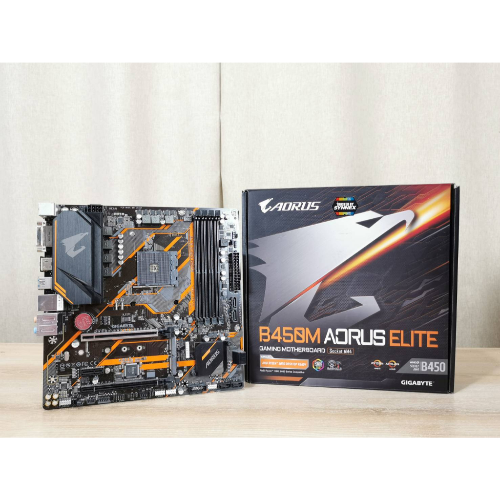 เมนบอร์ด (mainboard) GIGABYTE B450M AORUS ELITE ( SOCKET AM4 ) 1 MONTH ...
