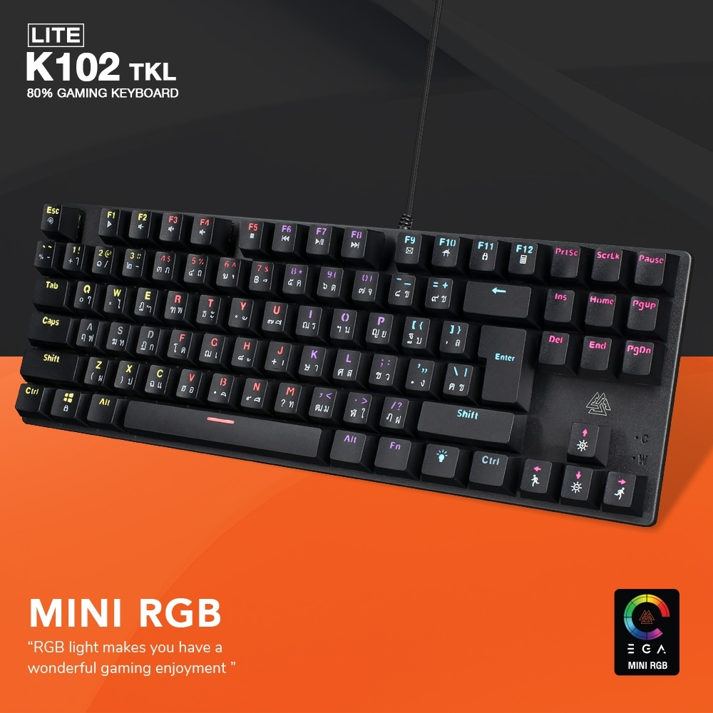 คีย์บอร์ดเกมมิ่ง EGA K102 มีสองสี ดำขาว MINI RGB Mechanical Gaming ...