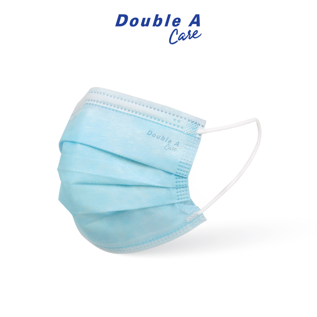 สีฟ้า หน้ากากอนามัย 50 ชิ้น แบบกล่อง Double A Care หน้ากากอนามัยทาง ...