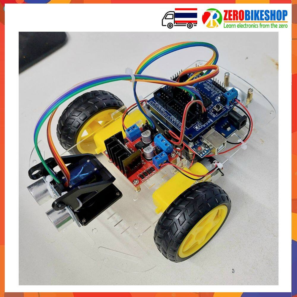 พร้อมส่ง จากไทย Arduino Robot Kit 2WD Ultrasonic Arduino Robot Kit ชุดทดลอง หุ่นยนต์หลบสิ่งกีด ...