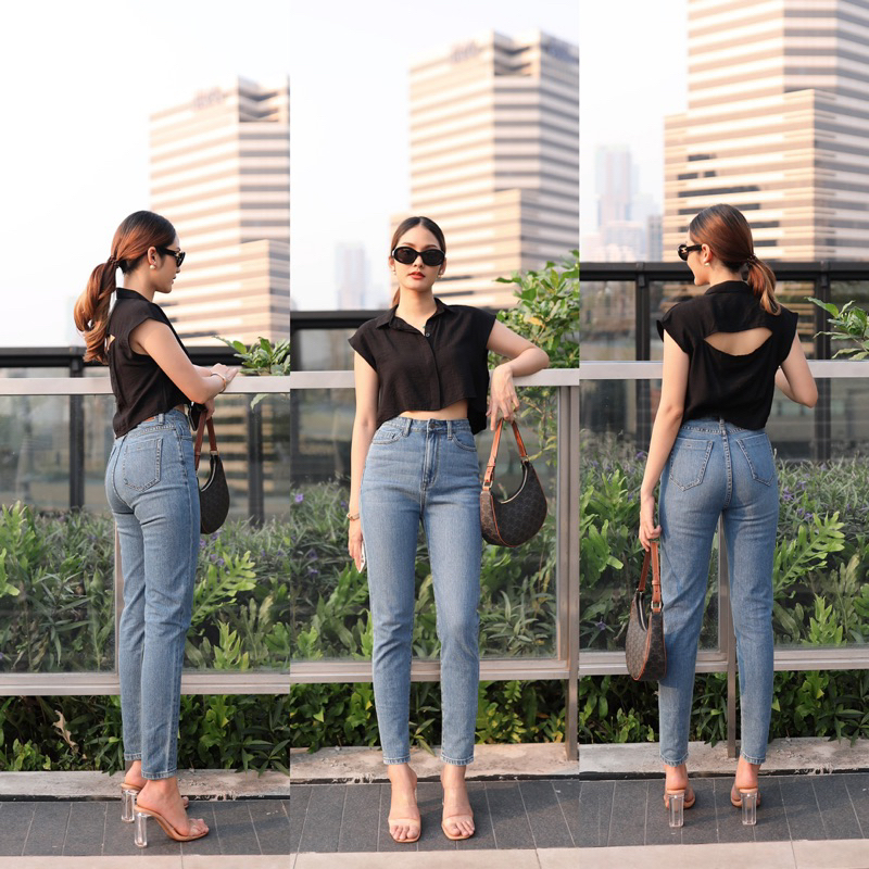 N7051 HIGH RISE SLIM FIT JEANS IN AIRY BLUE - gimmickjeans - ThaiPick