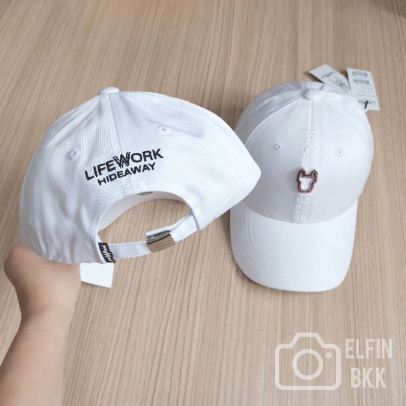รุ่นใหม่ LIFEWORK Logo Accent Cotton Baseball Cap หมวกแก๊ป สีดำ สีเบจ ...