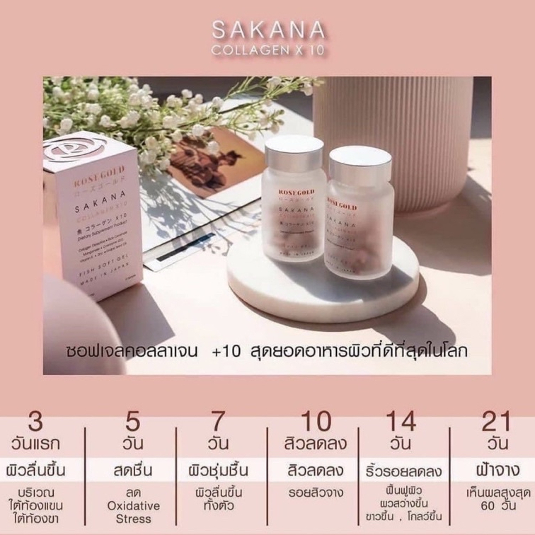 ROSEGOLD SAKANA COLLAGEN x 10 โรสโกลด์ ซาคานะ คลอลาเจน ของแท้ ล็อตใหม่ ...