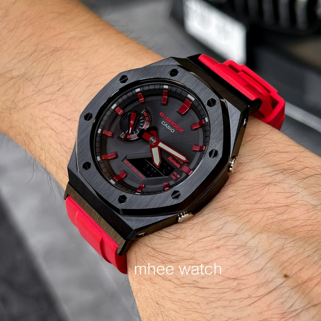 G-Shock Casioak Bluetooth Falcon Black and Dark Red with Solar Powered ...
