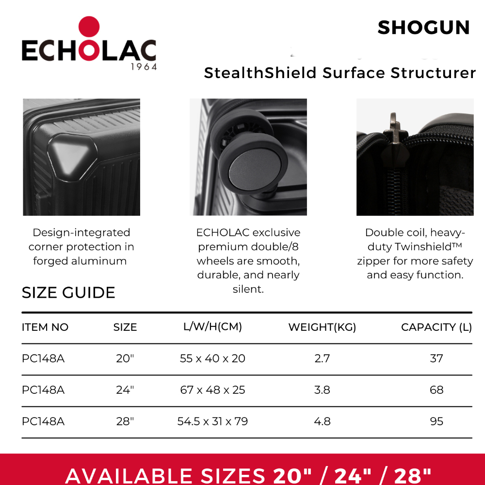 Echolac กระเป๋าเดินทาง รุ่นโชกุน (Shogun PC148A) สีน้ำตาลเทา - bbag.officialshop - ThaiPick