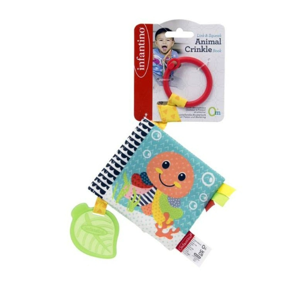 Infantino หนังสือผ้าเสริมพัฒนาการ Link Squeak Animal Crinkle Book ลาย ...