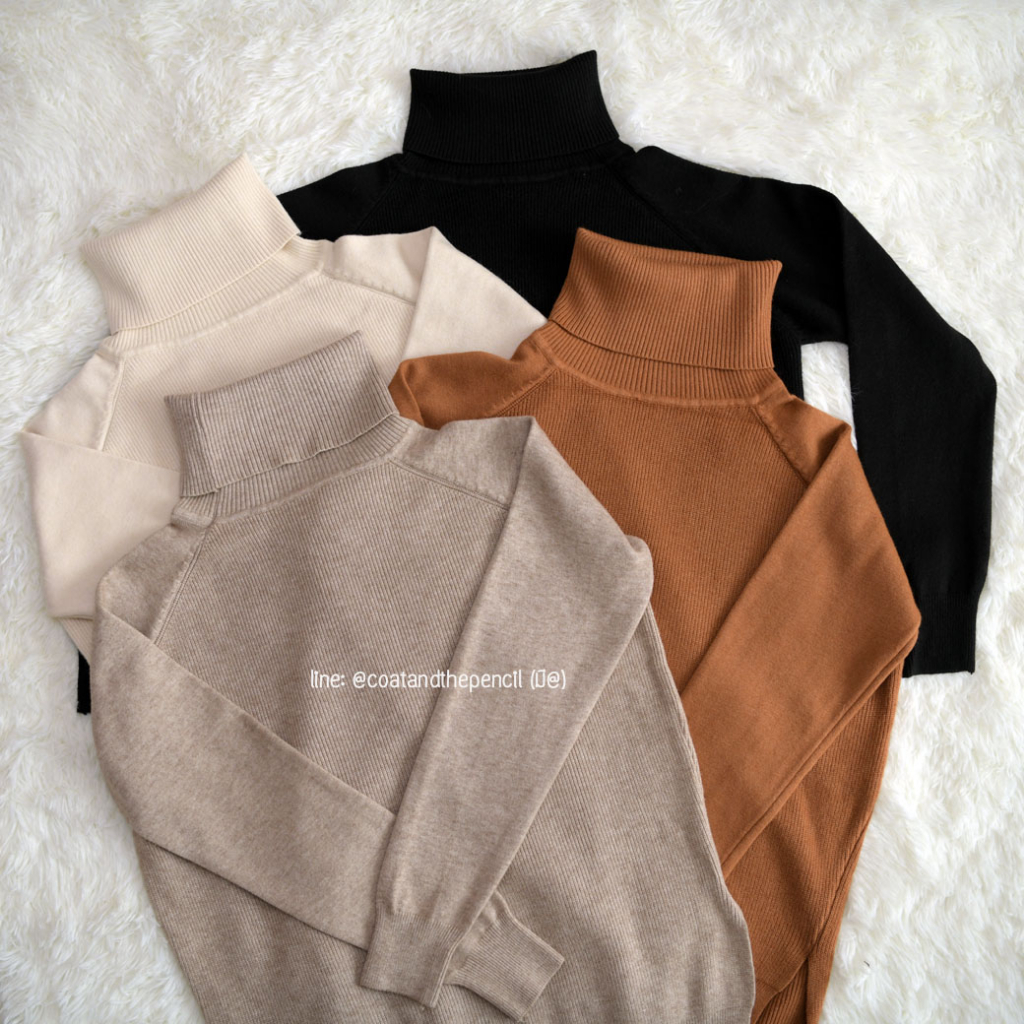 เสื้อไหมพรมคอเต่า ผ้านิ่ม ใส่สบาย Basic Turtleneck Sweater2 - thepencil - ThaiPick