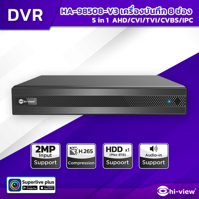 Hi-view HA-98508-V3 เครื่องบันทึก DVR 8ช่อง รองรับ IP input 2 Ch, HDD ...