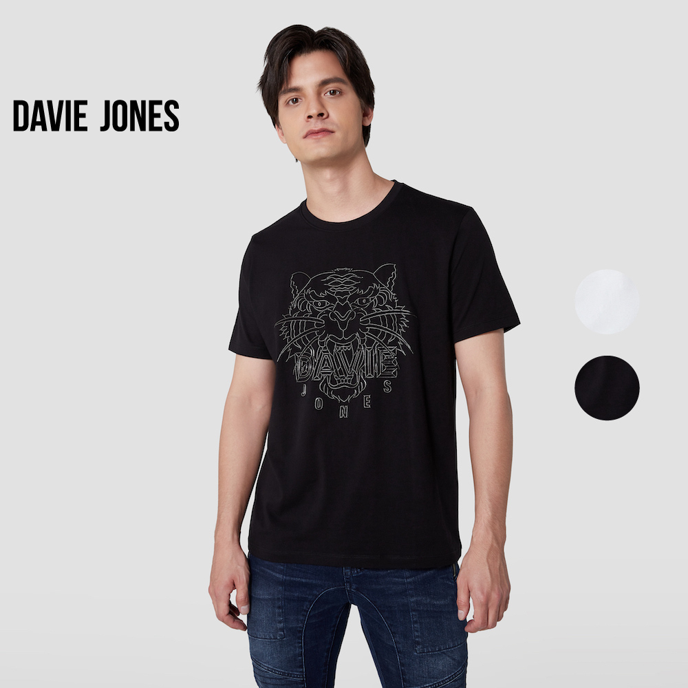 DAVIE JONES เสื้อยืดพิมพ์ลาย สีขาว Graphic Print T-Shirt in white ...