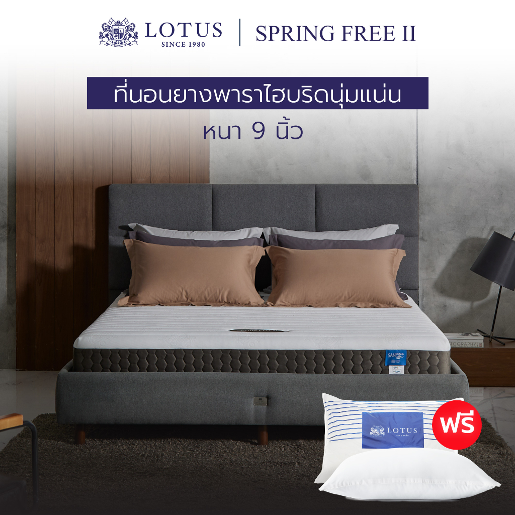 LOTUS ที่นอนยางพาราไฮบริด (สเปคแน่นสบาย) รุ่น Spring Free II หนา 9 นิ้ว ...