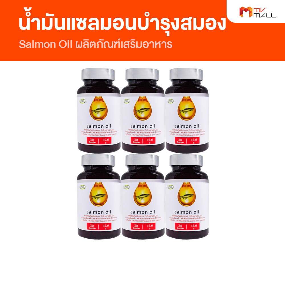 6 กระปุก Salmon Oil น้ำมันปลาแซลมอน บำรุงสมอง ขนาด 30 แคปซูล - mvmall ...
