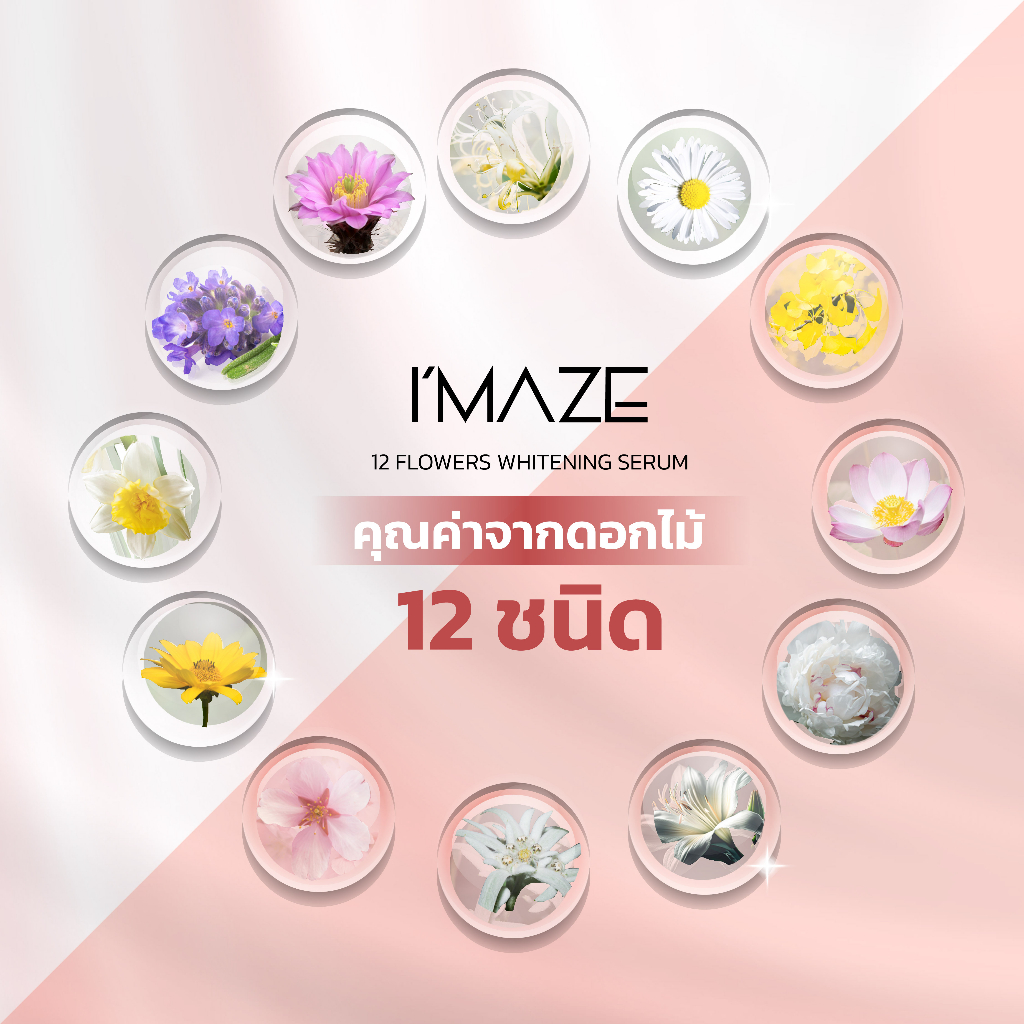 IMAZE 12 Flowers Whitening serum Vitamin C NIACINAMIDE HYA 20ml. เซรั่ม ...