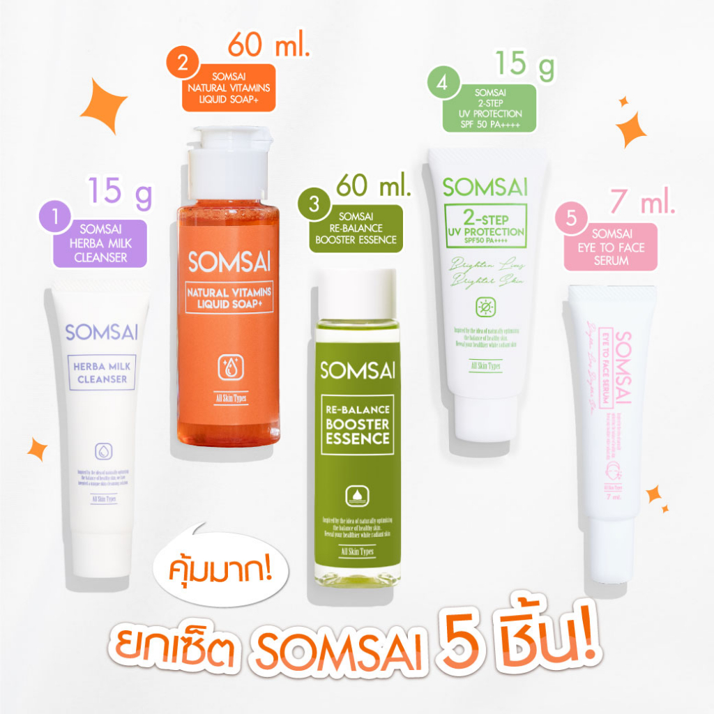 พิเศษ SOMSAI Travel Set รวมสินค้าส้มใส 5 ชิ้น ชุดเล็ก พกพาสะดวก (Limited Edition) - somsai ...