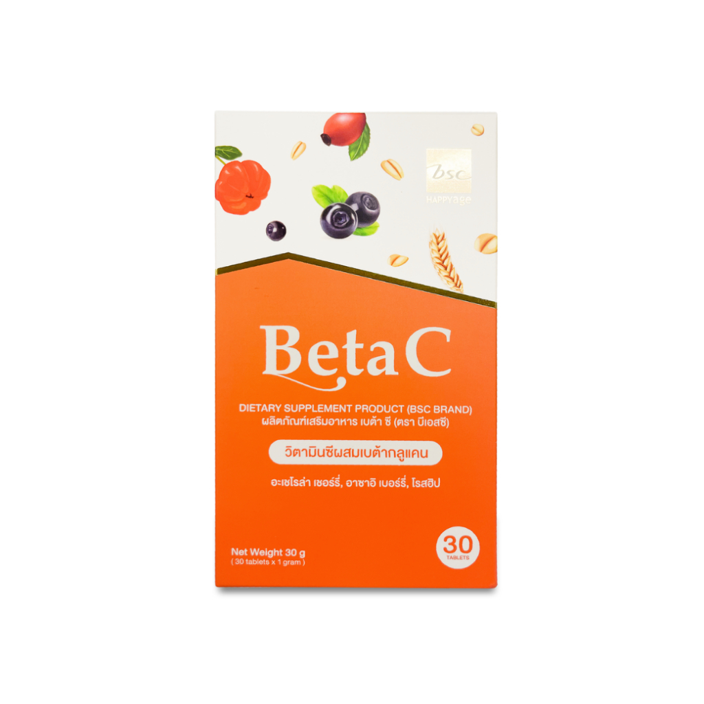 BSC Happy Age BETA C เบต้า ซี ผลิตภัณฑ์เสริมอาหาร 3กล่อง90เม็ด ...