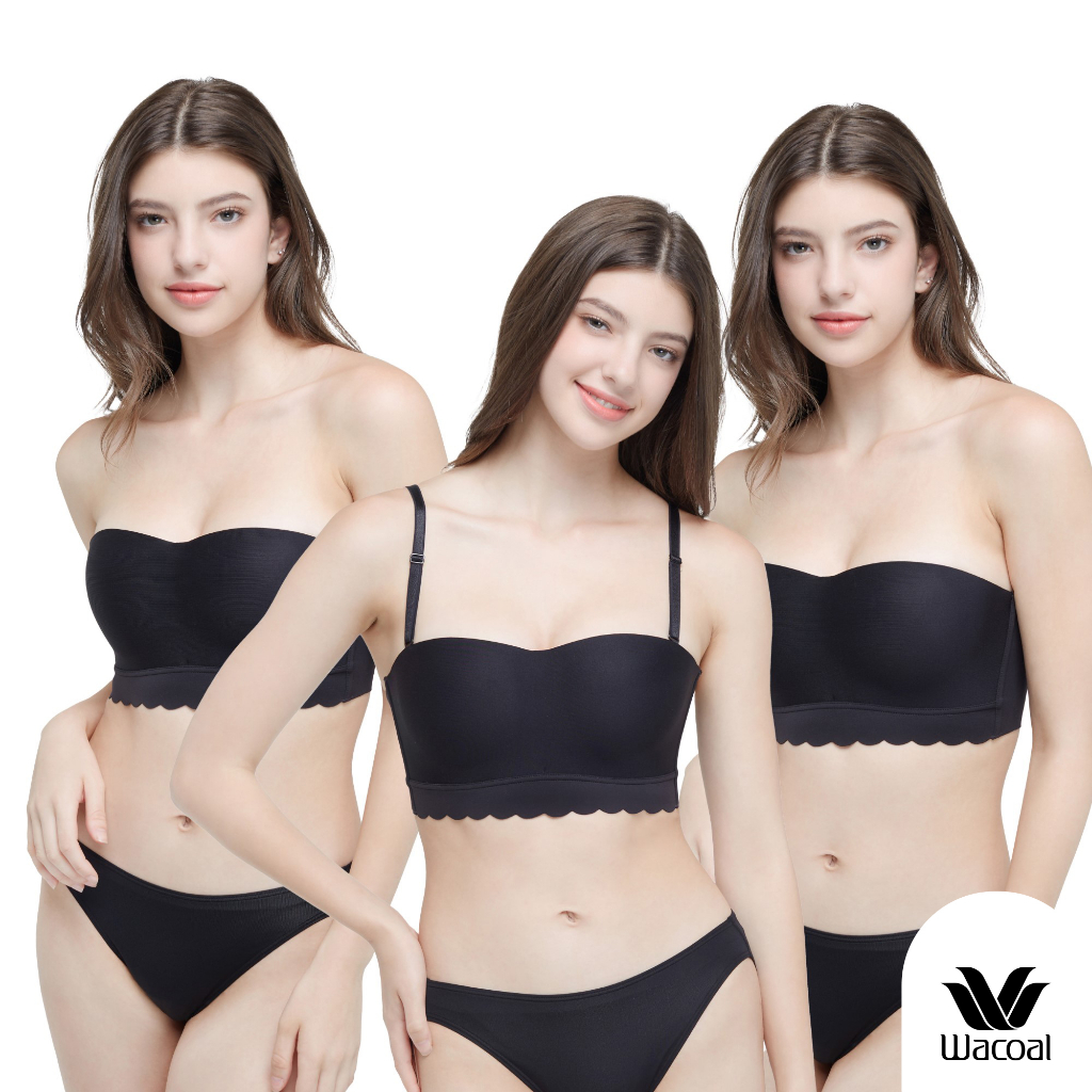 Wacoal Go Girls Smart Size Wavy Top บราเกาะอกไร้โครงวาโก้ 3 ชิ้น รุ่น WB3Y31WB3331 สีดำ - wacoal ...