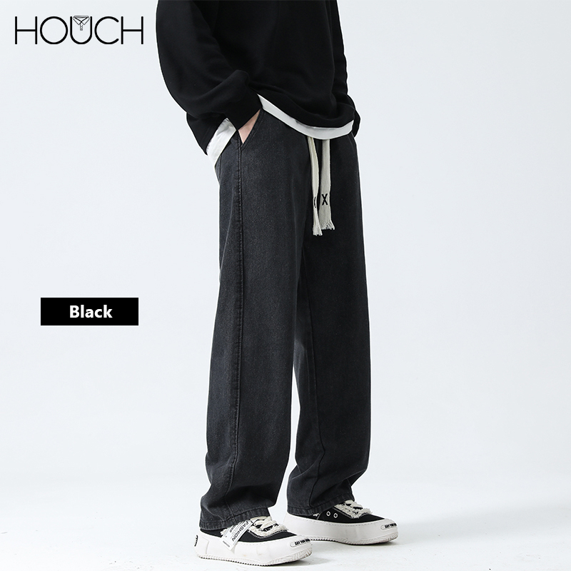 Houch พร้อมส่ง COD กางเกงยีนส์ผู้ชาย เอวยางยืด เท่ๆสไตล์เกาหลีทรงช่าง ...