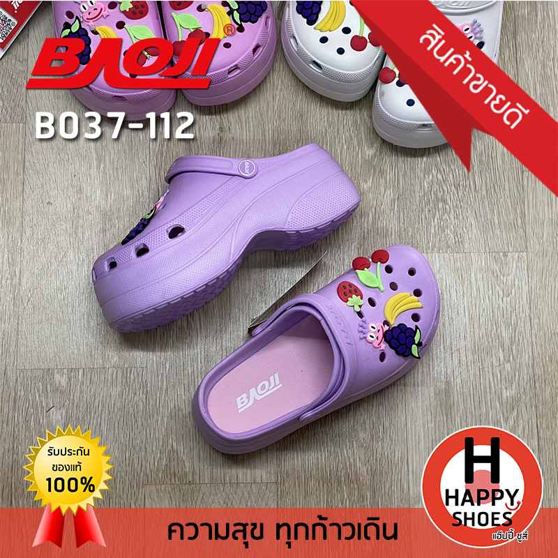 ส่งเร็วส่งด่วนสินค้าใหม่รองเท้าโฟมหุ้มหัวหญิง BAOJI รุ่น B037-112 ส้น 2 นิ้ว FUN EVERY DAY ...