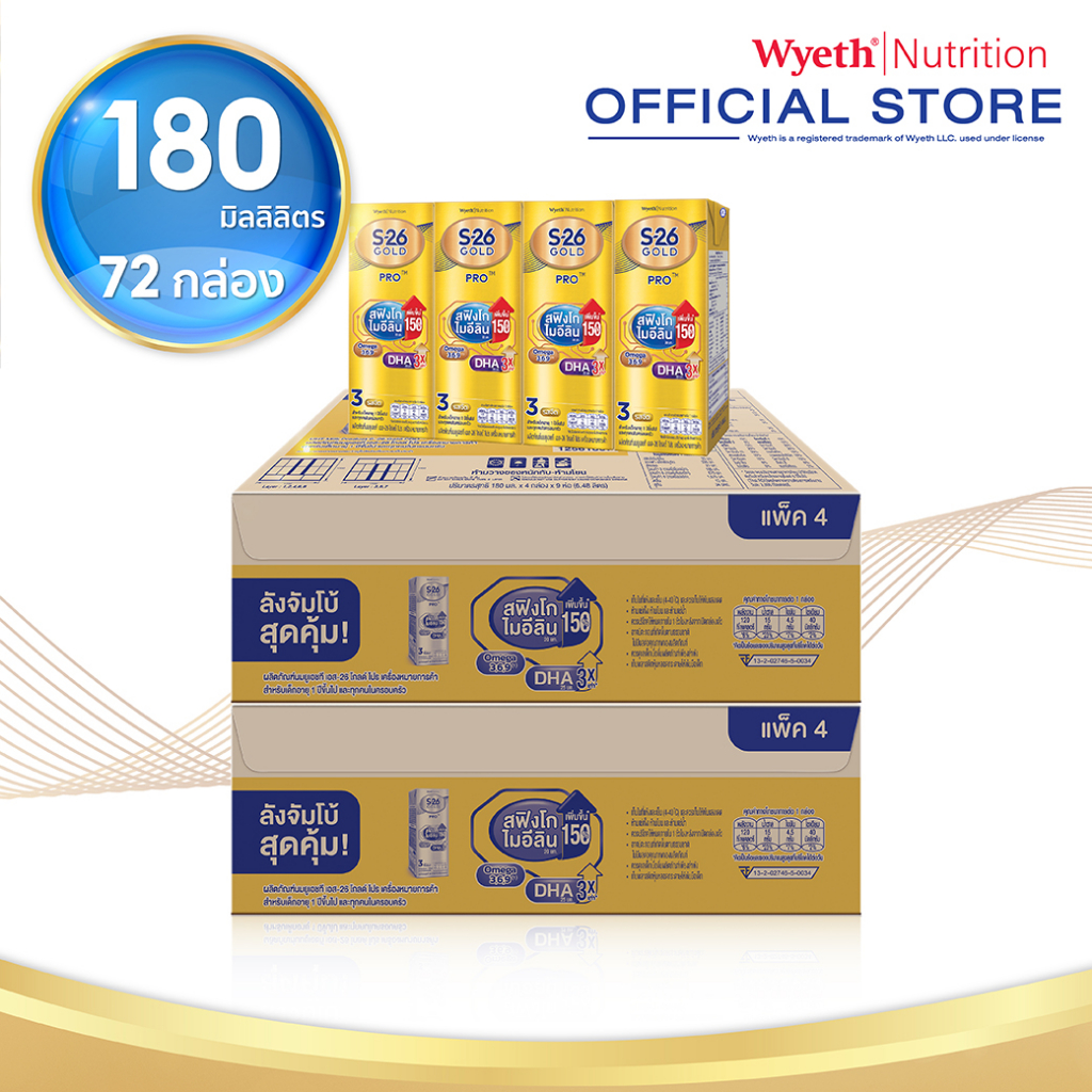 S-26 UHT Gold Pro cases (72 boxes) เอส 26 นมกล่องยูเอชที โกลด์ โปร แพ็ค ...