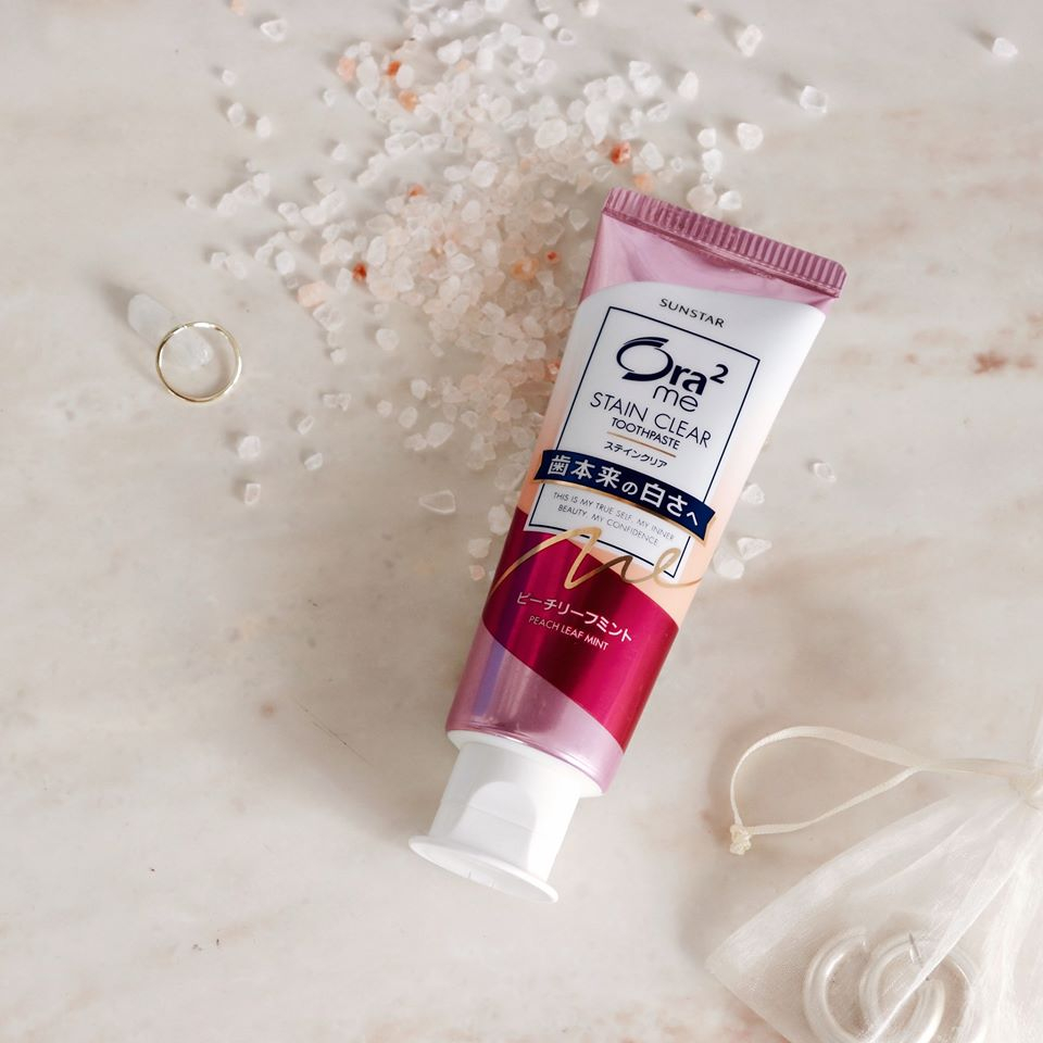 Ora2 Me Stain Clear Mild Peach Leaf Mint Toothpaste 140 G. โอราทู มี สเ ...