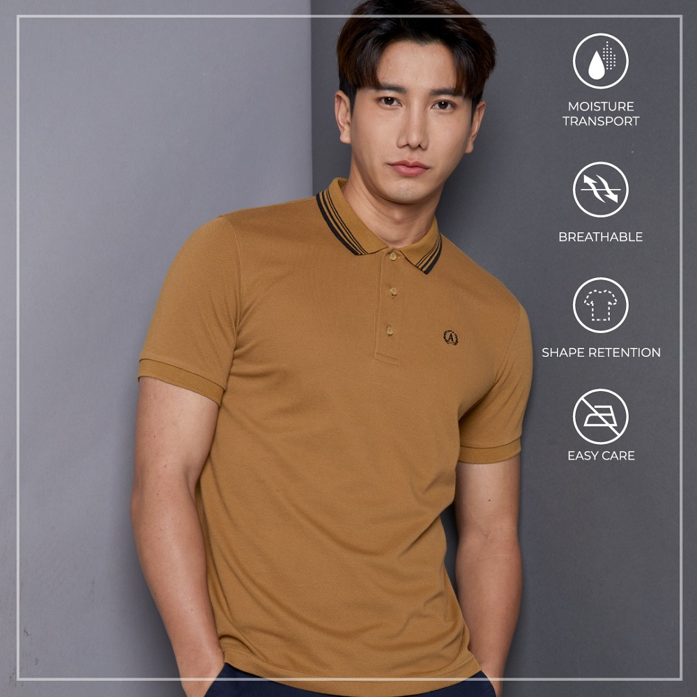 ARROW POLO SHIRT DRY TECH ทรง Smart Fit PIQUE สีน้ำตาลทอง MPBM811-LW ...