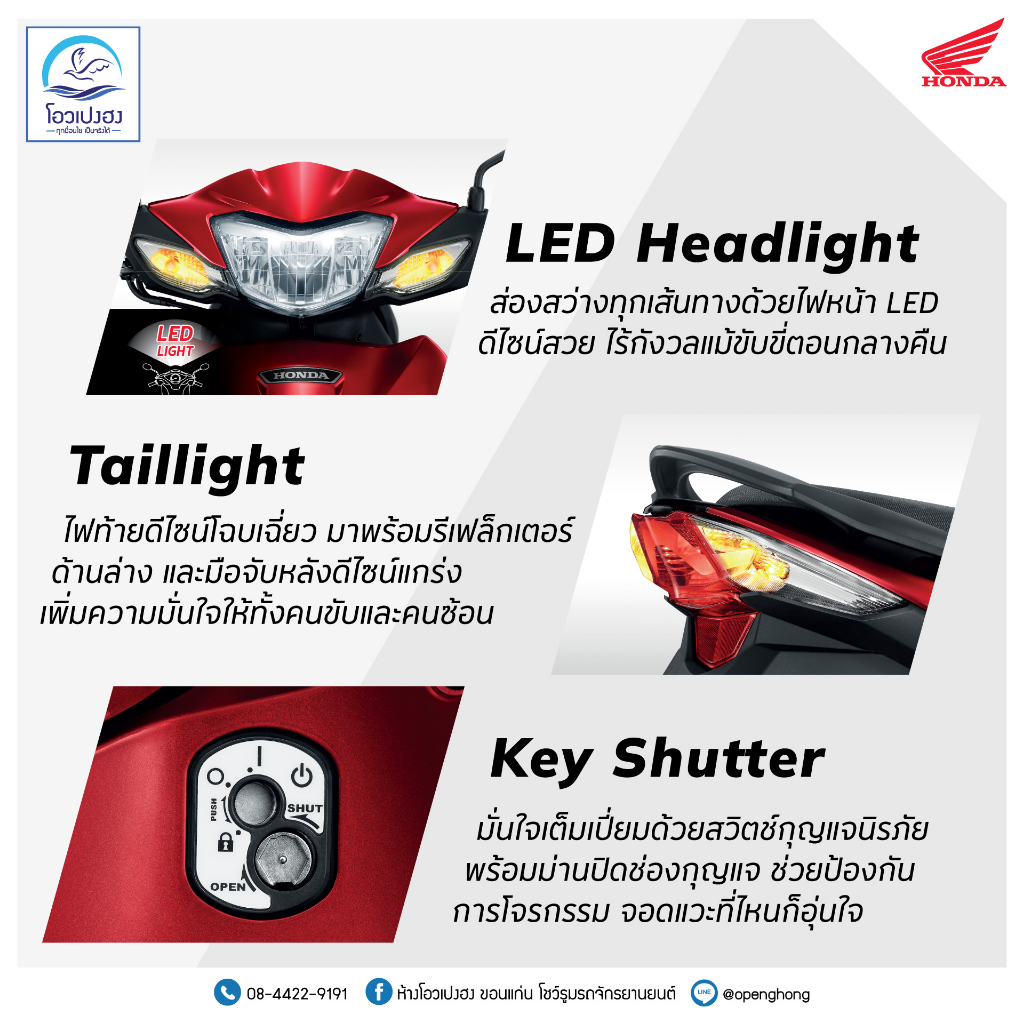 ฮอนด้า New Wave110i รุ่นดิสก์เบรค สตาร์ทมือ ปี2023 รหัสAFS110MSFR(4TH ...