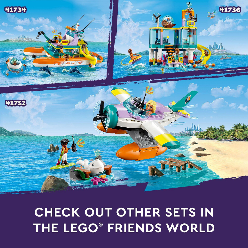 LEGO Friends 41752 Sea Rescue Plane Building Toy Set (203 Pieces ...