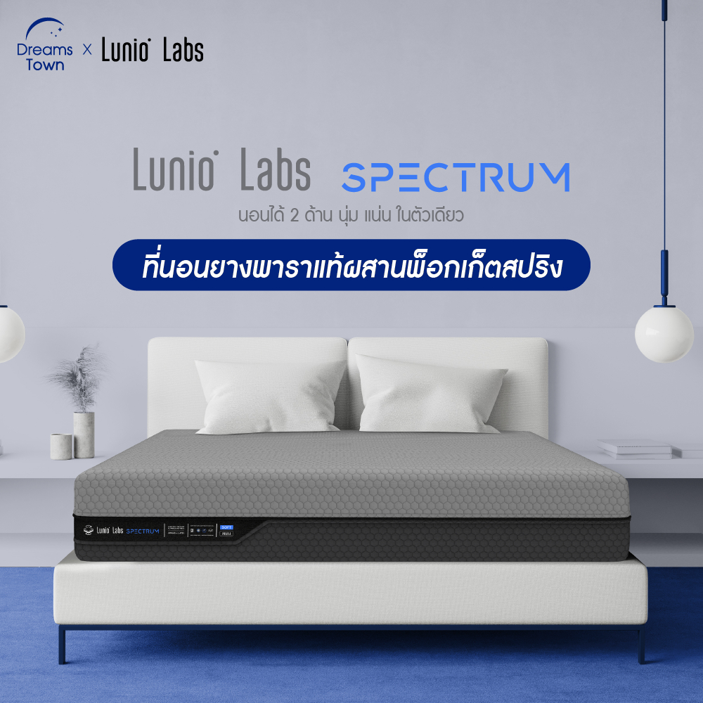 Lunio Labs ที่นอนยางพาราแท้ผสานพ็อกเก็ตสปริง นอนได้ 2 ด้าน นุ่ม แน่น ในตัวเดียว สีเทาเข้มสัมผัส ...